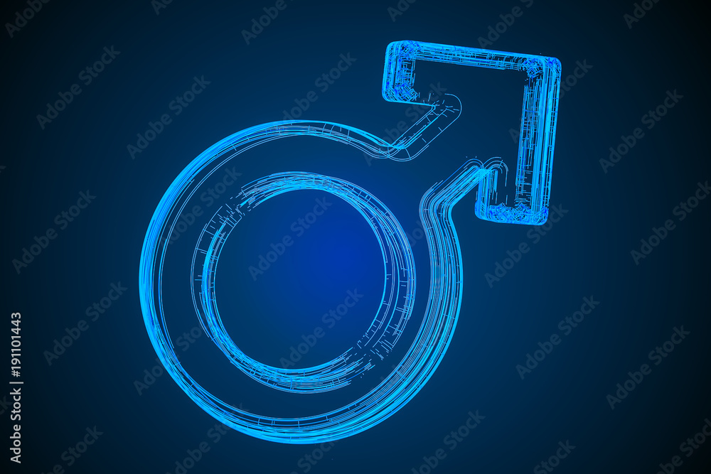 Luminous male gender symbol, 3D rendering Stock Illustration | Adobe Stock