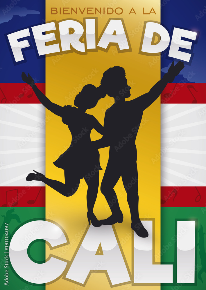 Salsa Dancers over Traditional Cali's Flag Colors for this Fair, Vector ...
