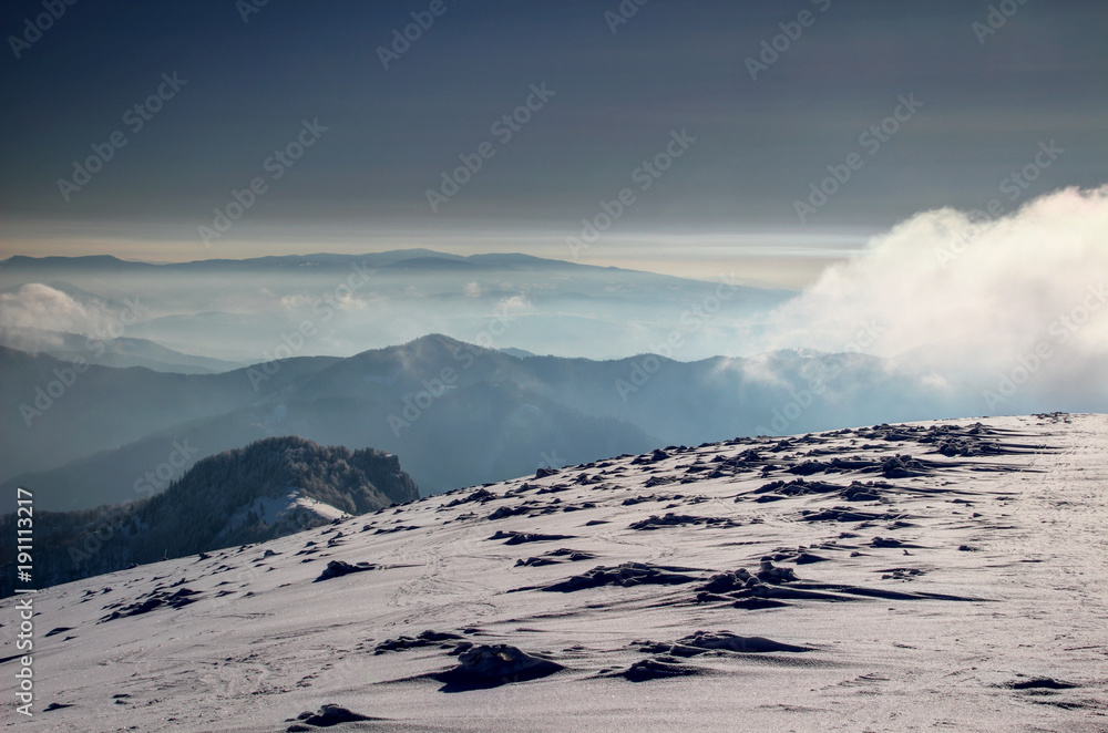 Snow formations on barren windy ridge of Krizna and Majerova skala ...