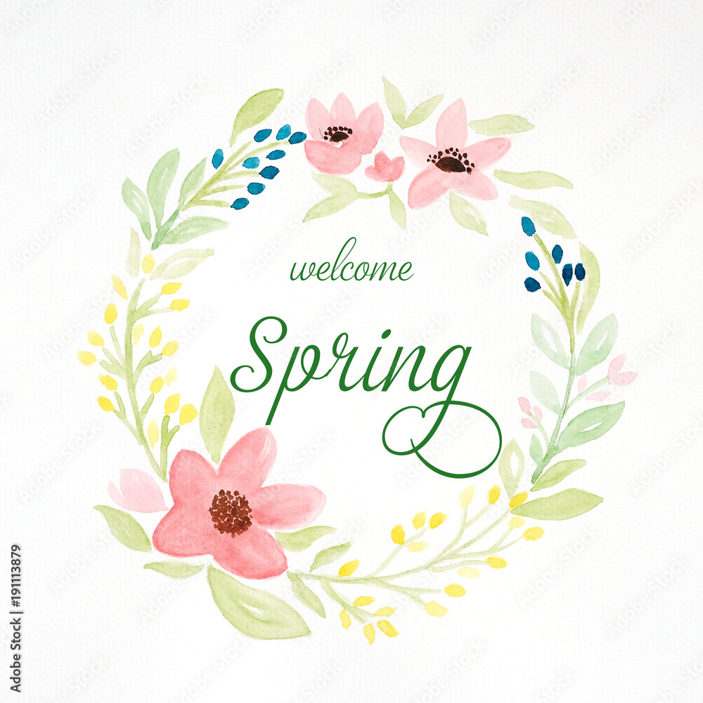 Welcome spring, Flowers wreath watercolors, Hand drawing flowers in ...