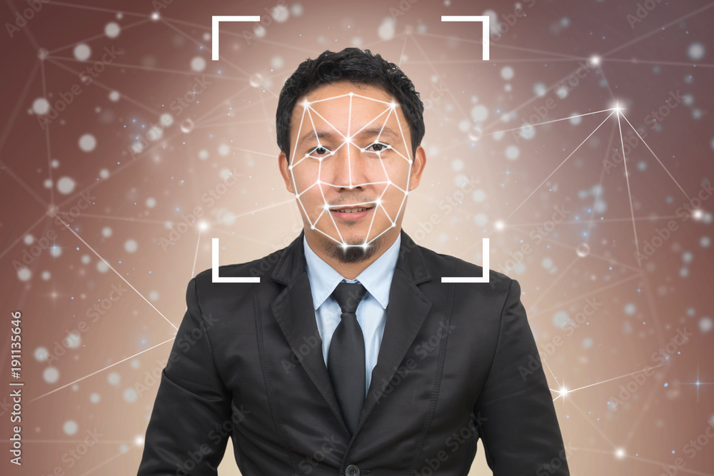 Businessman Face detection and recognition, Biometric Verification ...