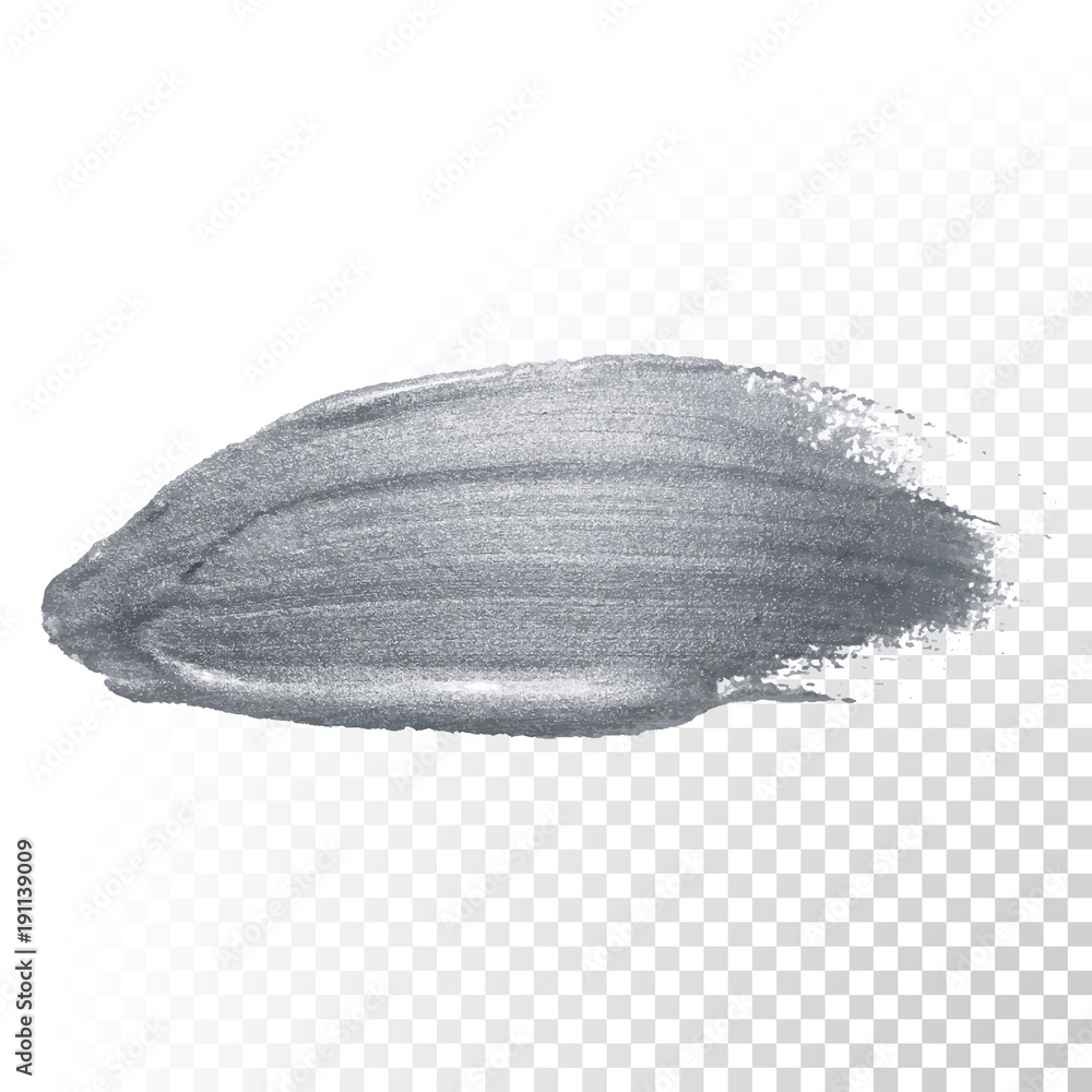 Silver paint brush stroke or abstract dab smear with silver glitter ...