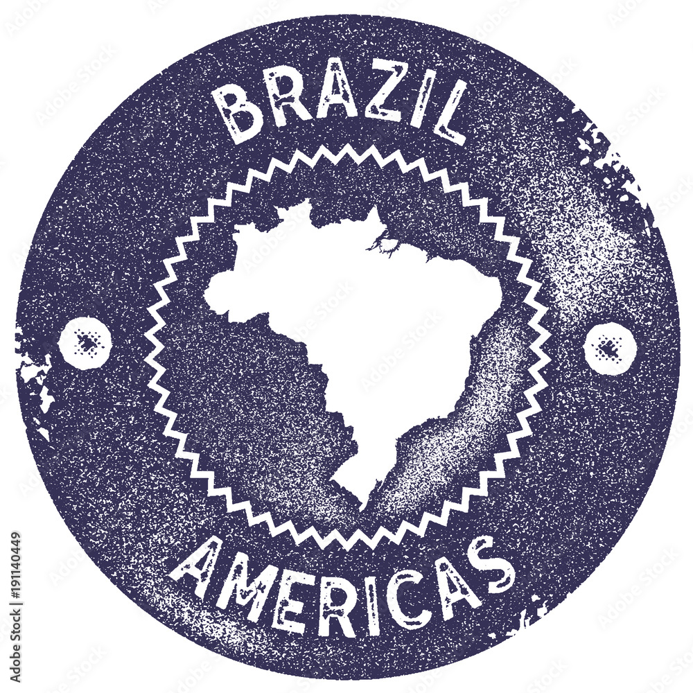 Brazil map vintage stamp. Retro style handmade label, badge or element ...