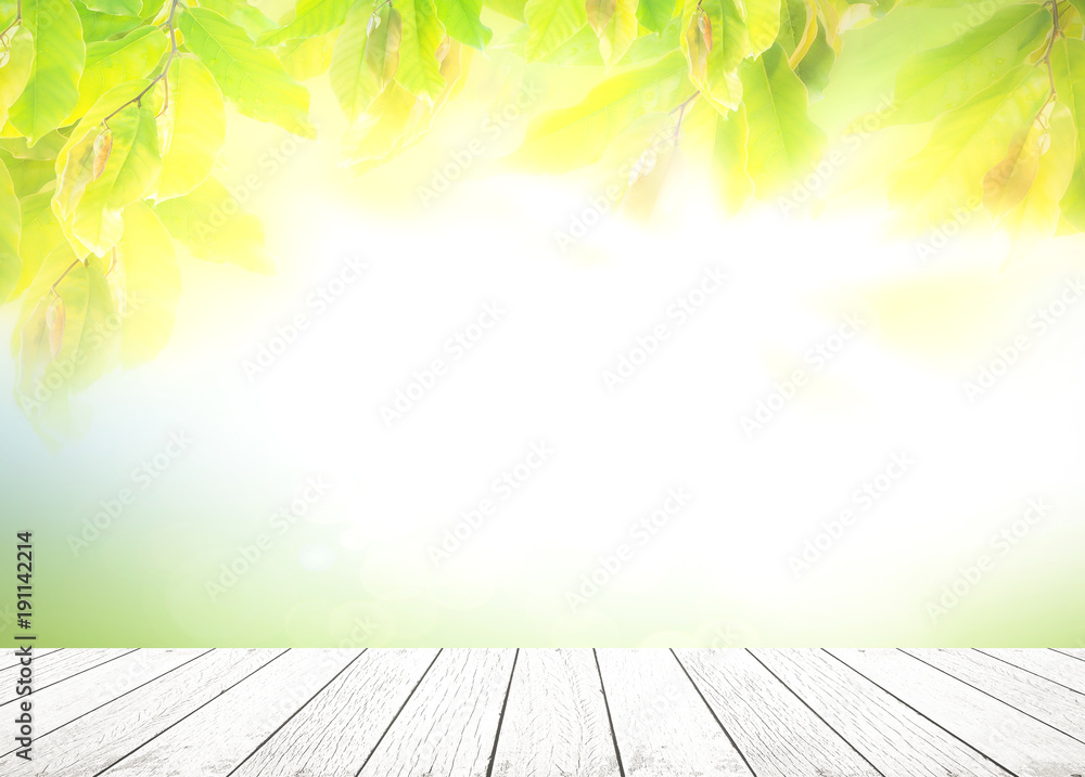 World environment day concept: White wooden table and abstract blurred ...