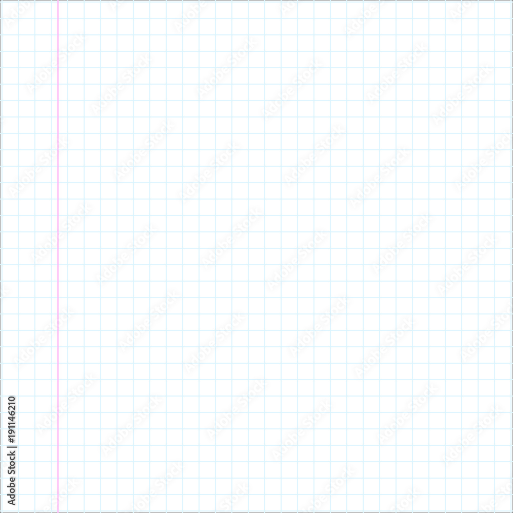 School notebook paper sheet. Exercise book page background. Square ...