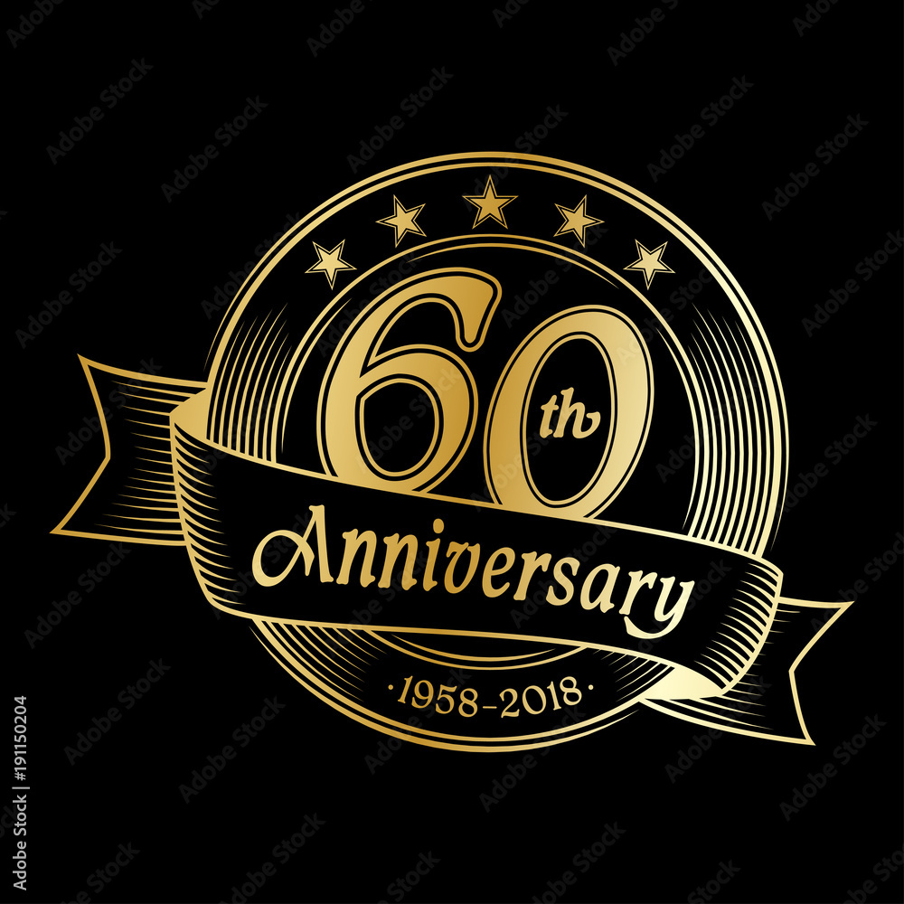 60th anniversary design template. Vector and illustration. Stock Vector ...
