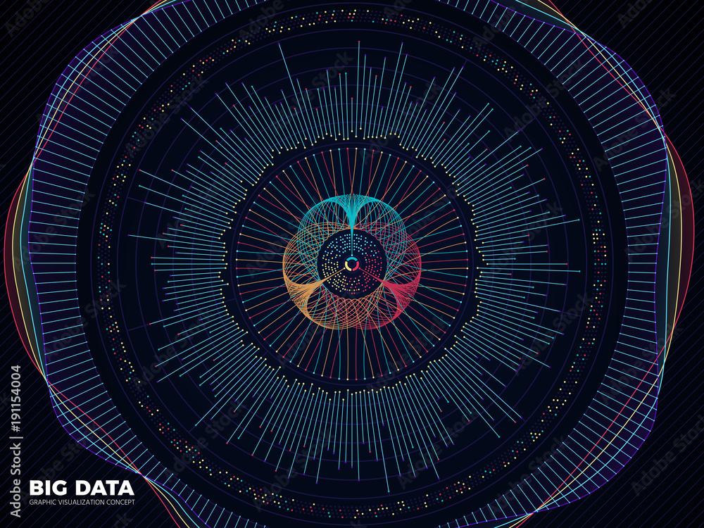 Big data graphic, complex business system visualization vector concept ...