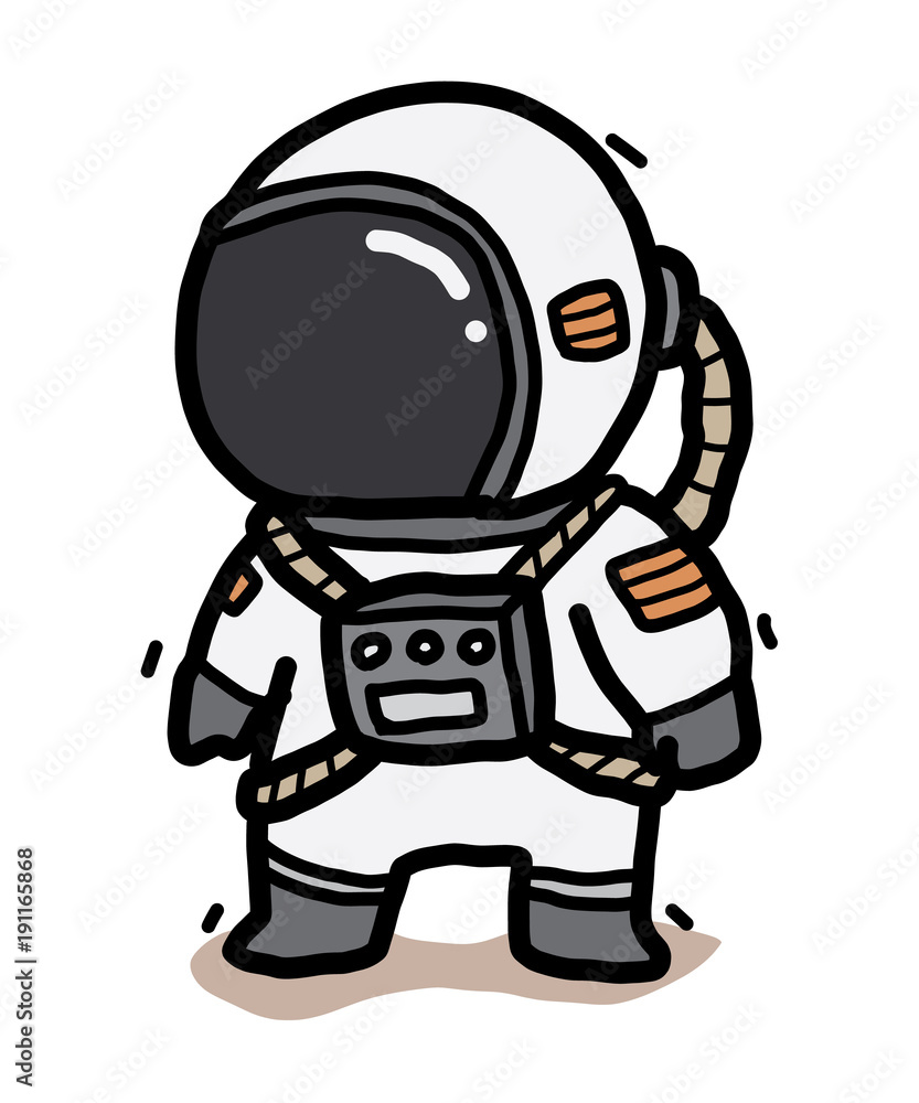 astronaut / cartoon vector and illustration, hand drawn style, isolated ...
