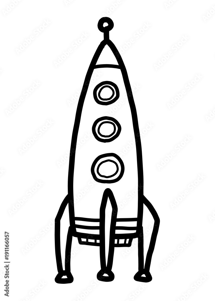 Rocket Ship Cartoon Black And White