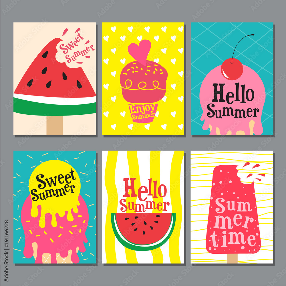 summer , layout design, greeting card, cover book, banner, template ...