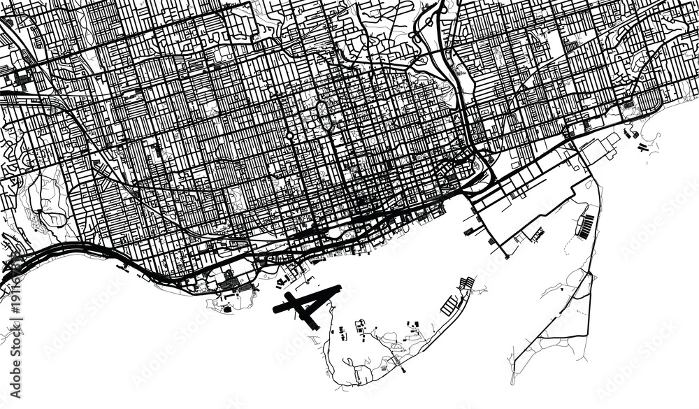 Urban vector city map of Toronto, Canada Stock Vector | Adobe Stock
