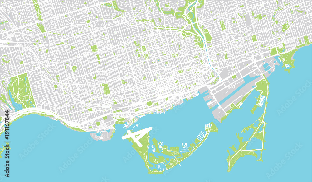 Urban vector city map of Toronto, Canada Stock Vector | Adobe Stock