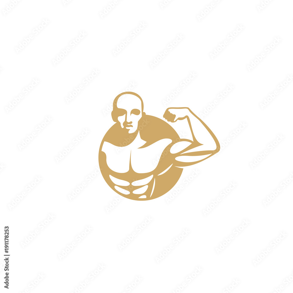 golden muscle man logo vector illustration. Stock Vector | Adobe Stock