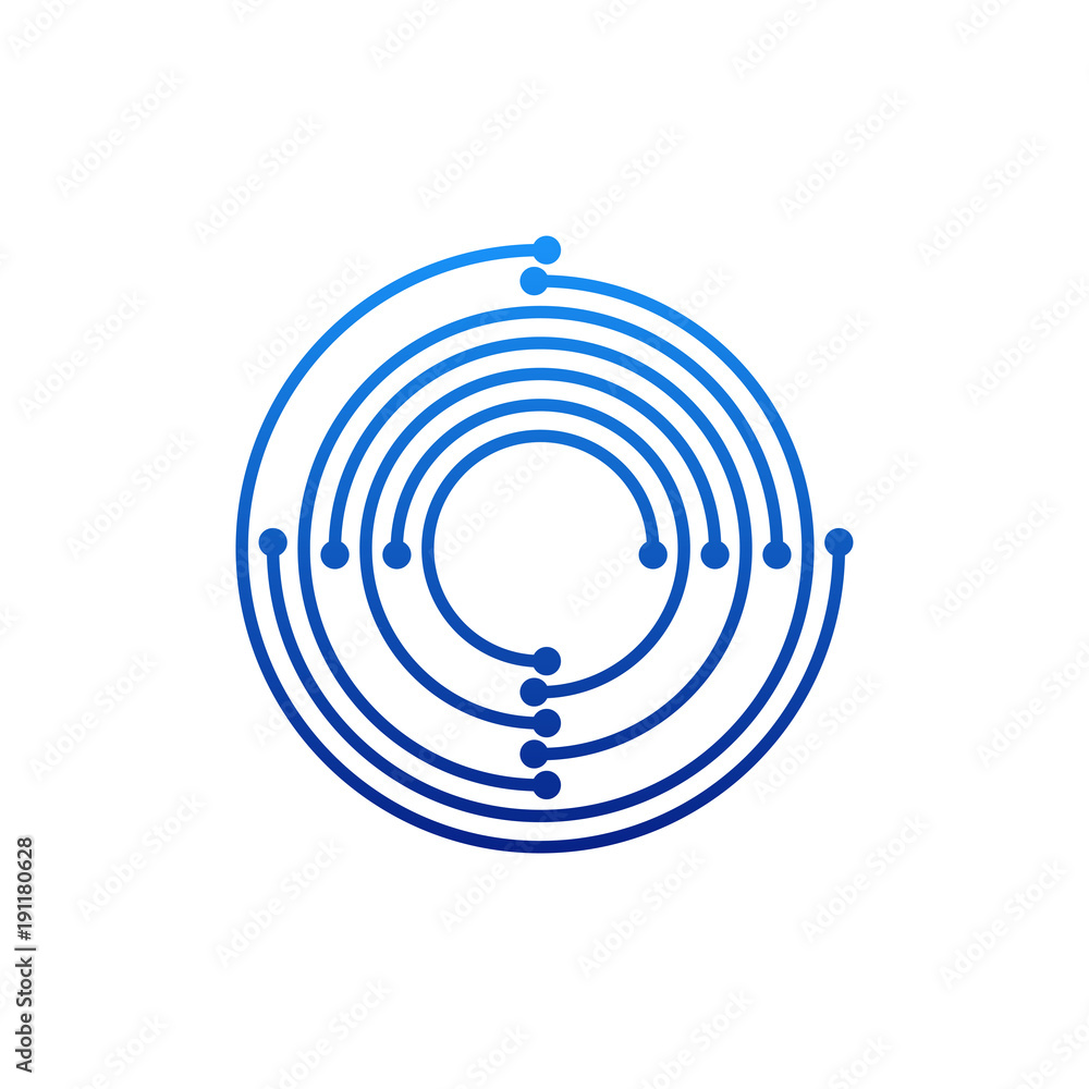 Circular logo icon. Link icon with dot. Circuit element Stock Vector ...