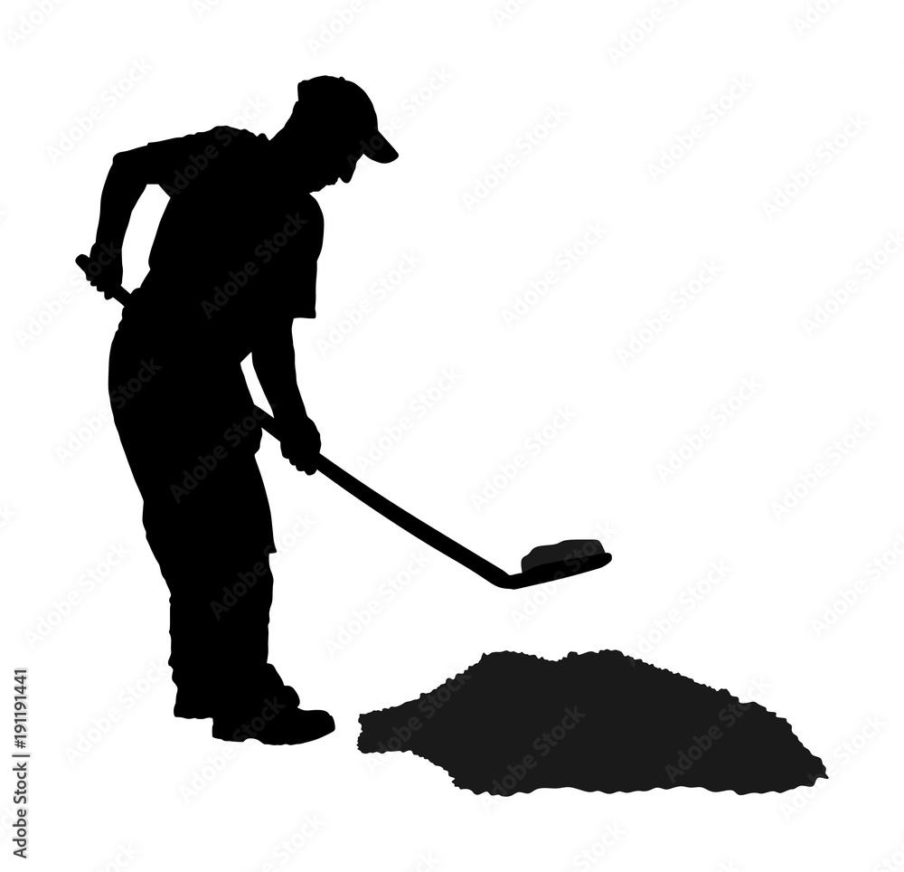 A Well Digging Silhouette