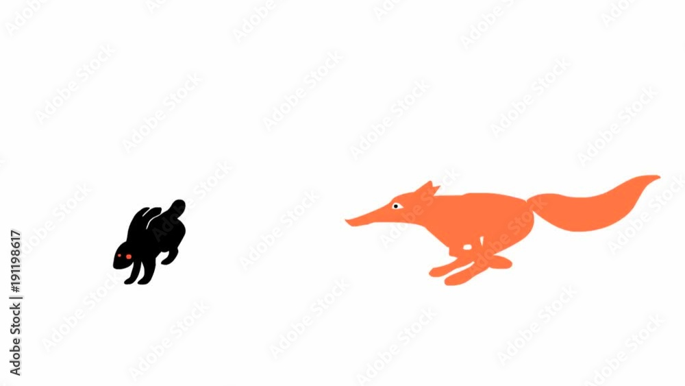 Fox chasing rabbit (seamless loop animation) Stock Video | Adobe Stock