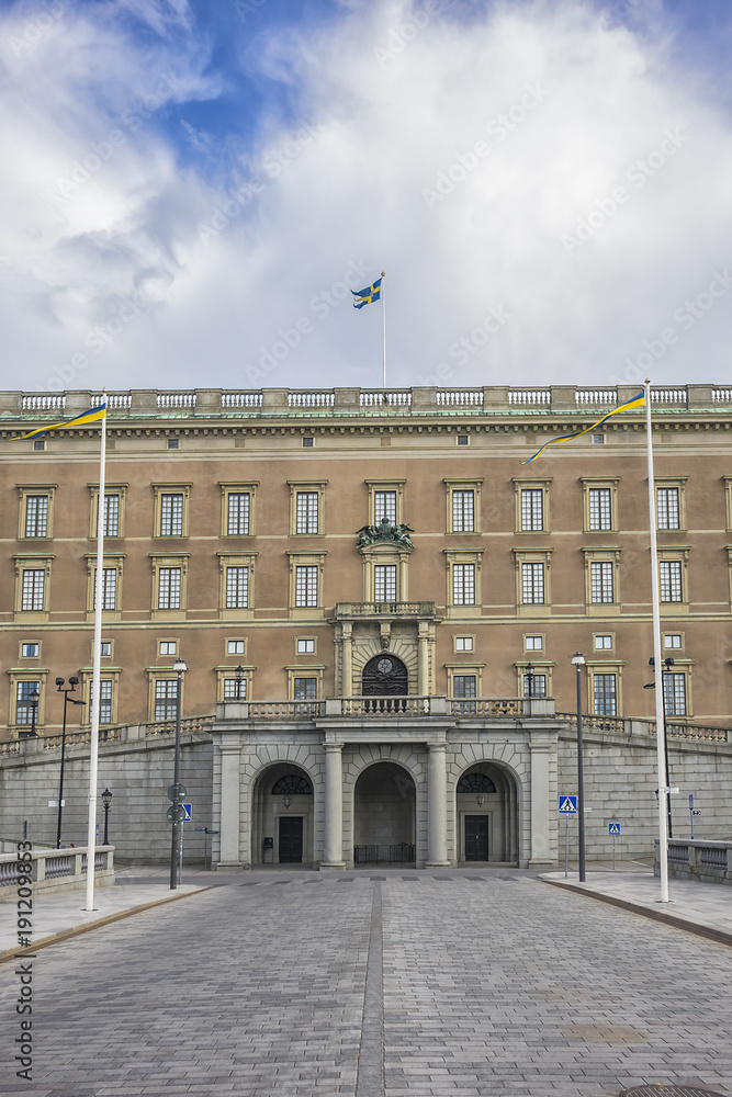 View of Royal Palace northern facade (Stockholms slott or Kungliga ...