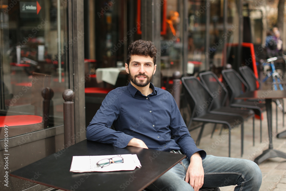 journalist enjoying with reading newspaper columns and articles with ...