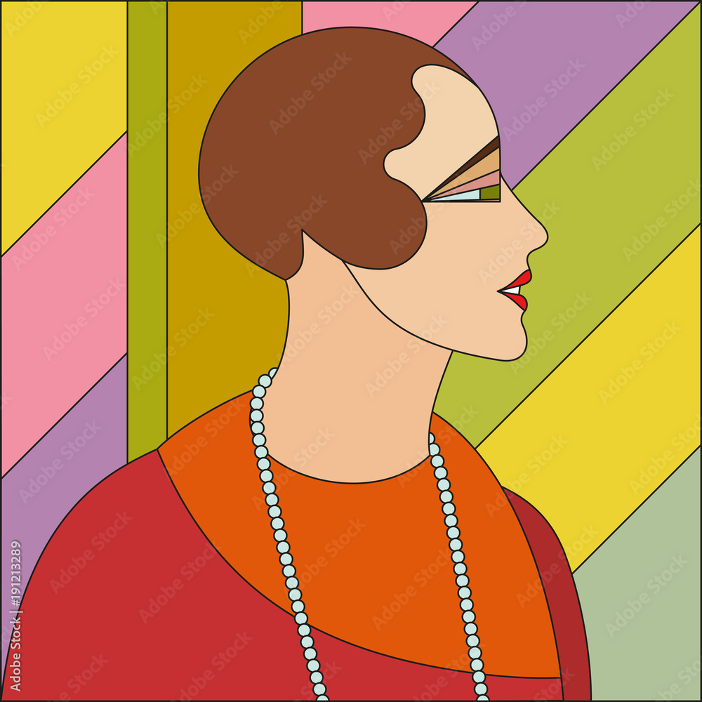 Fashionable women pattern. Art deco vector colored geometric pattern ...