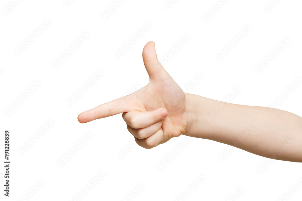 Kid hand pointing with index finger isolated Stock Photo | Adobe Stock