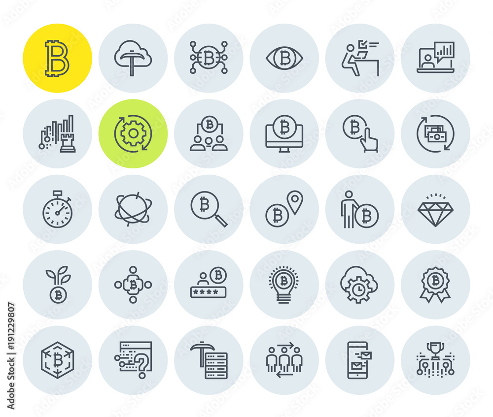 Set of thin line cryptocurrency icons. Premium quality outline symbol ...