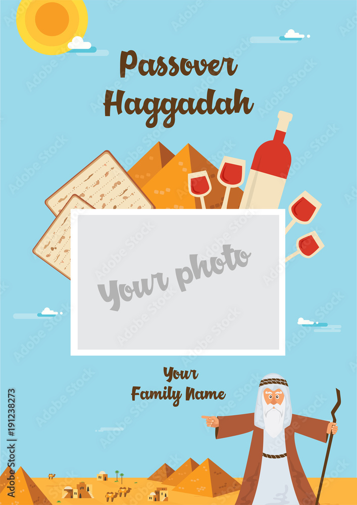 Passover Haggadah design template. The story of Jews exodus from Egypt ...