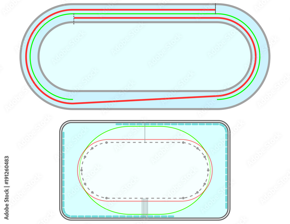 speed skating, diagrams of long track and short track Stock Vector ...
