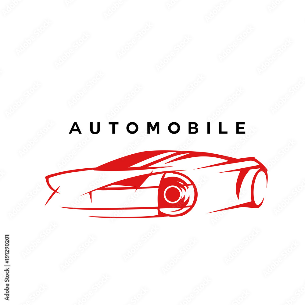minimal logo of red automobile car sketch vector illustration Stock ...