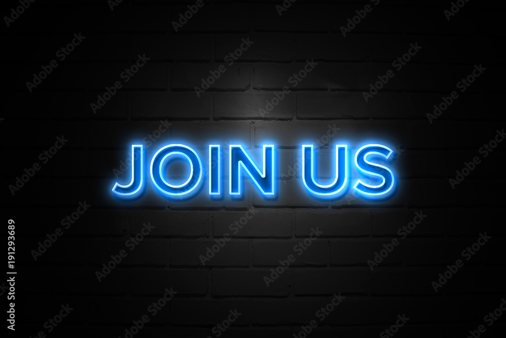 Join Us neon Sign on brickwall Stock Illustration | Adobe Stock