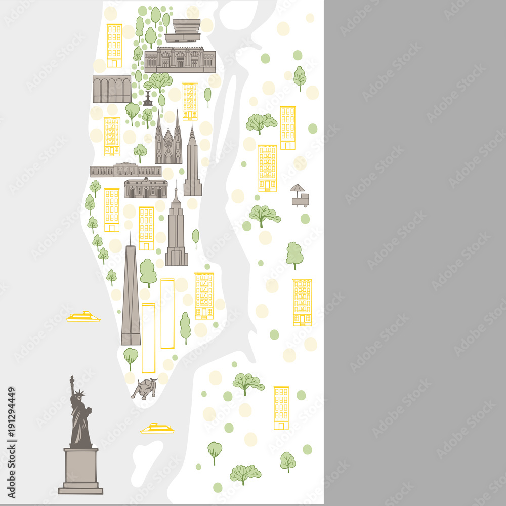 Map of New York city. Vector illustration. Stock Vector | Adobe Stock