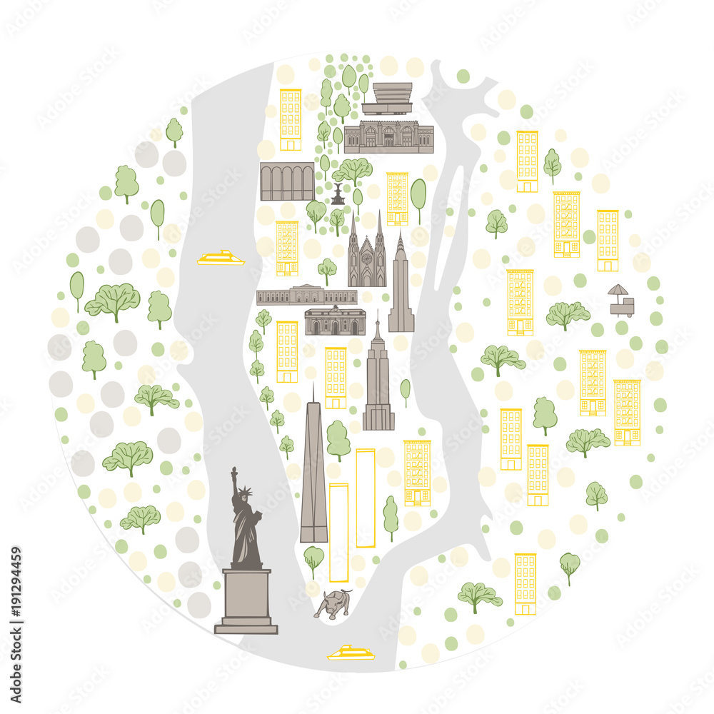 Map of New York city. Vector illustration. Stock Vector | Adobe Stock