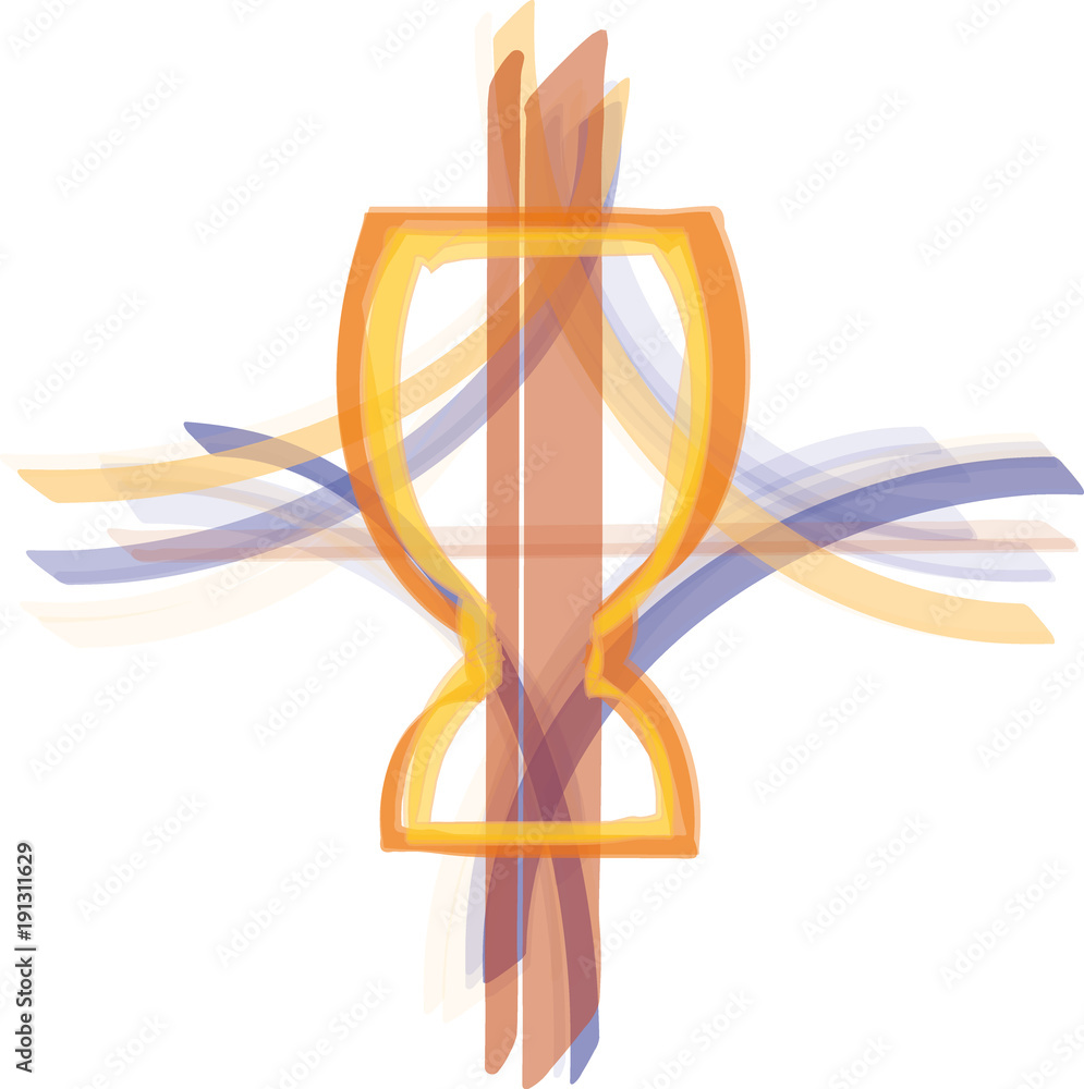 Abstraktes Kreuz und Kelch als Symbol für Jesus Christus ...