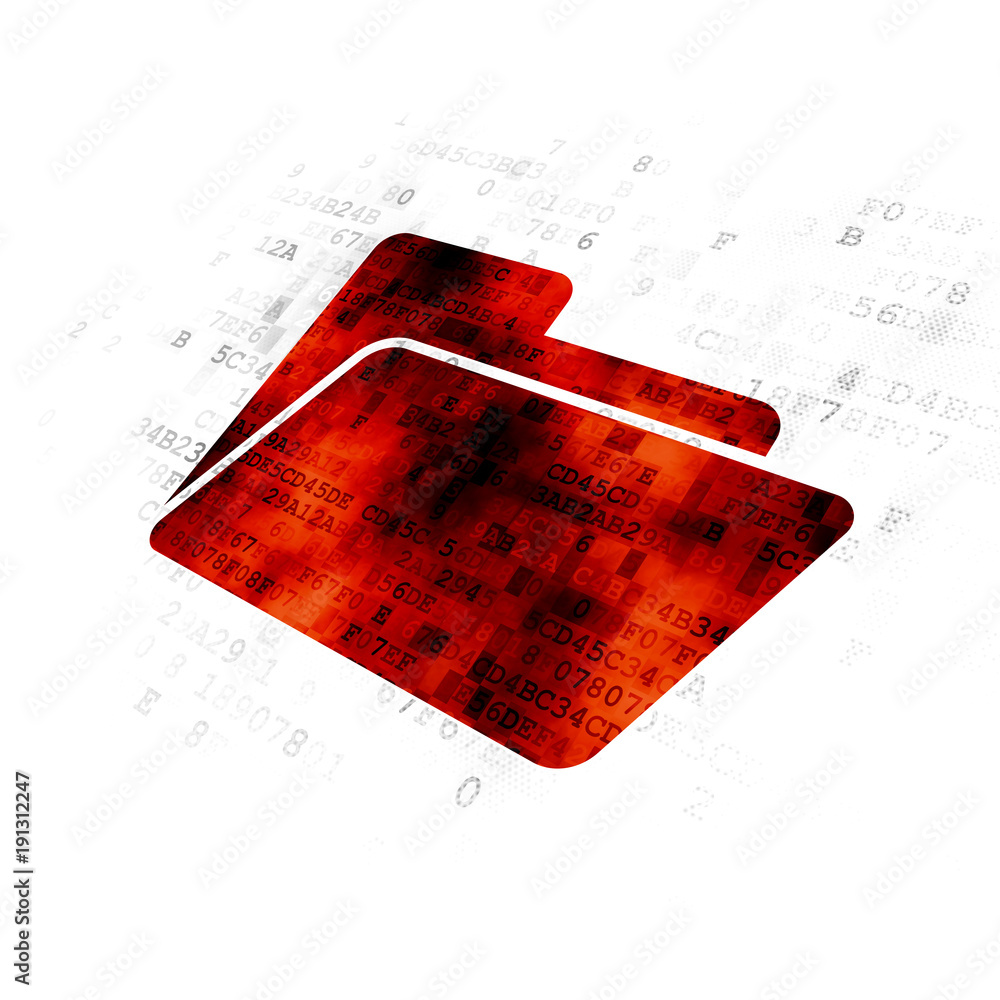 Business concept: Pixelated red Folder icon on Digital background Stock ...