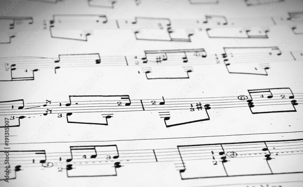 Notes and musical staves Stock Photo | Adobe Stock