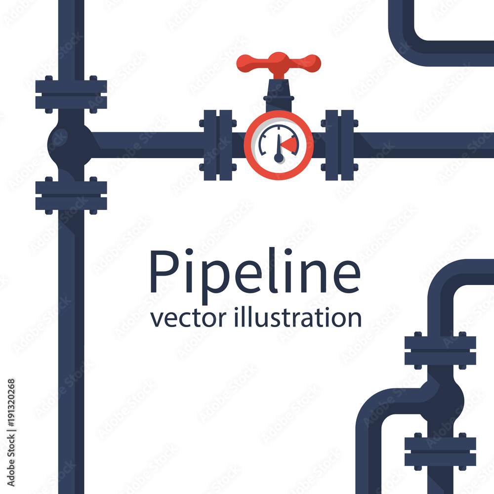 Vecteur Stock Pipeline background. Pipe system with valves for water of ...