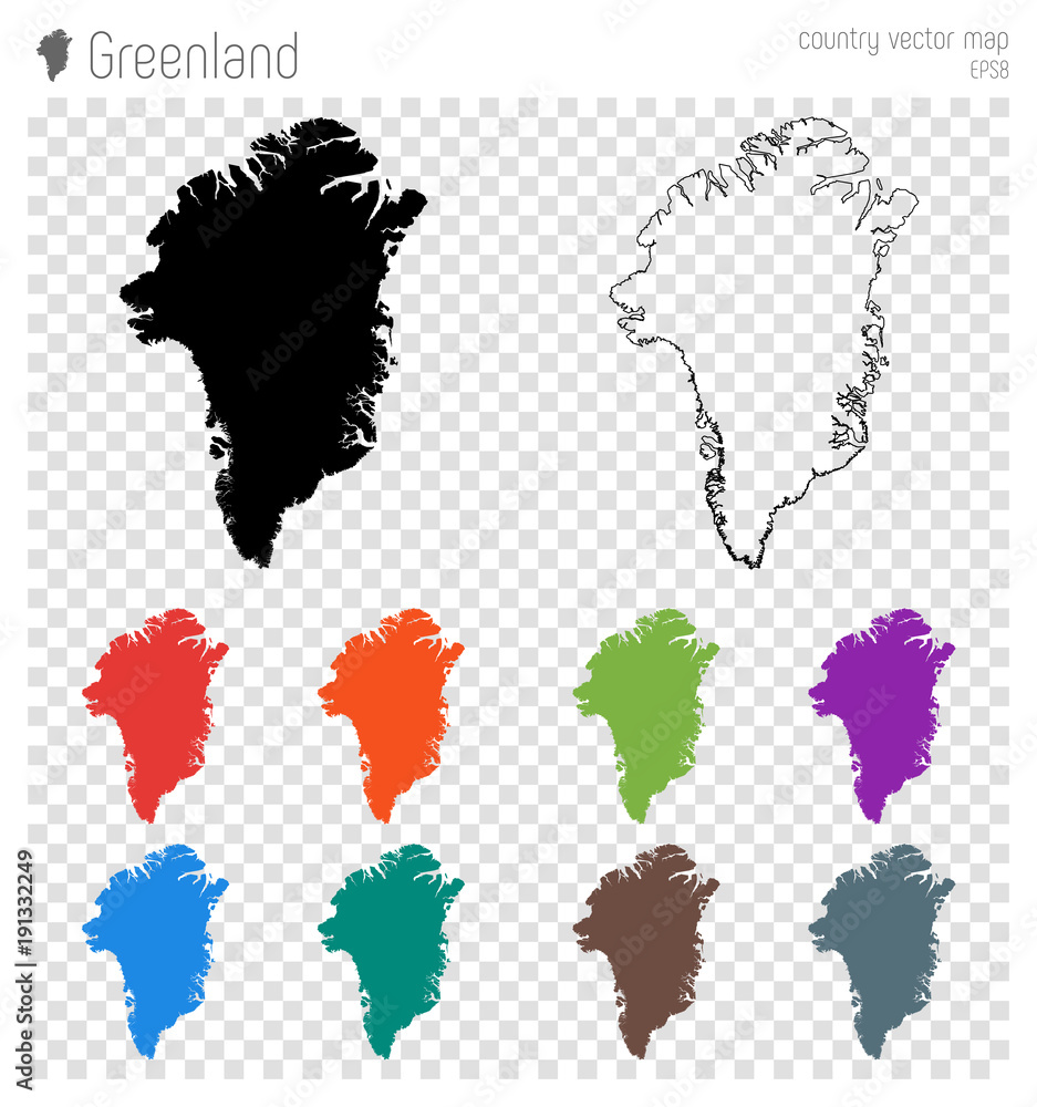 Greenland high detailed map. Country silhouette icon. Isolated ...