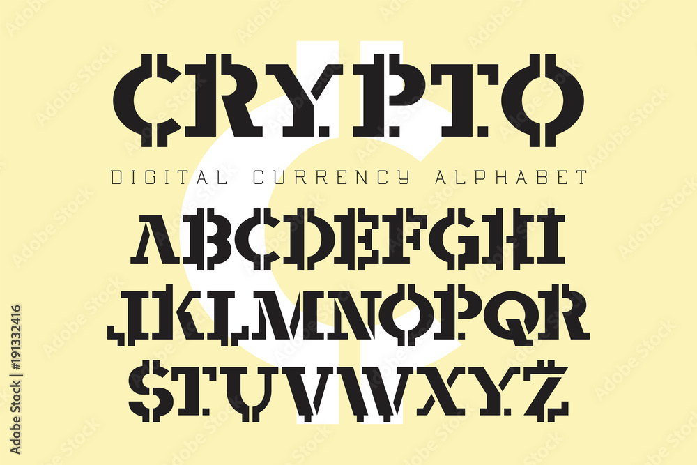 Crypto - electronic coin style font Stock Vector | Adobe Stock