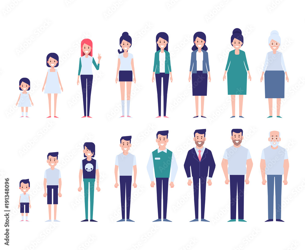 Set Of Characters In A Flat Style Men And Women Characters The Cycle 