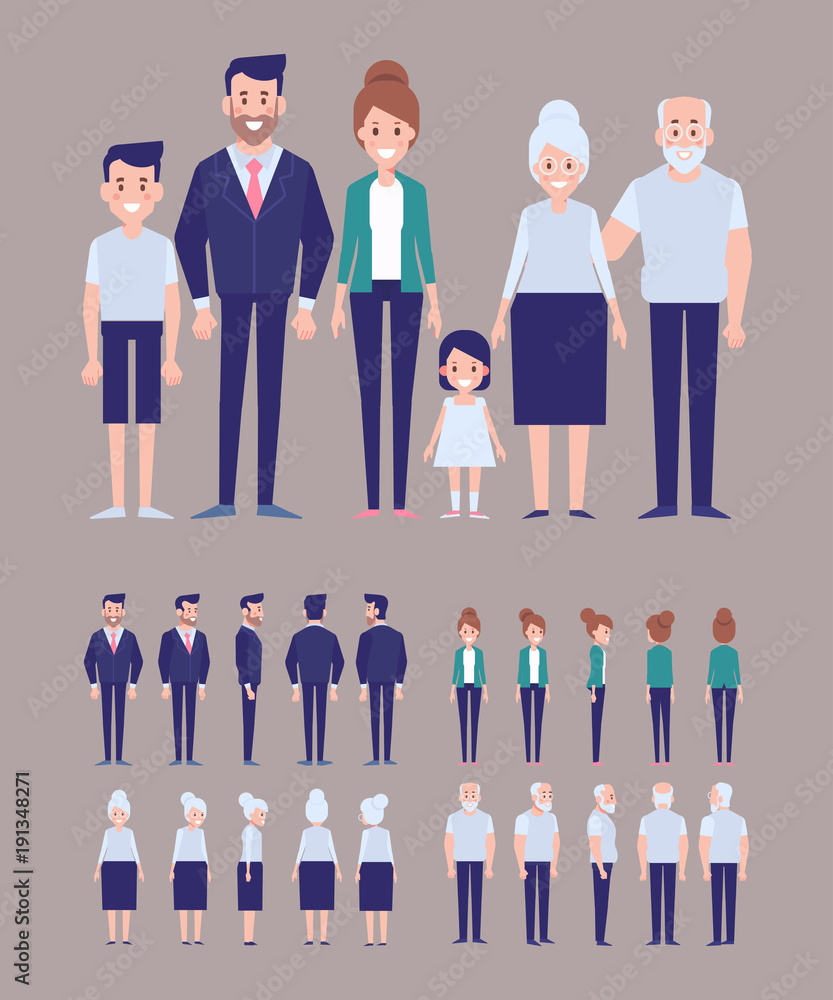 Vector family set. Big family together info graphics elements. Flat ...