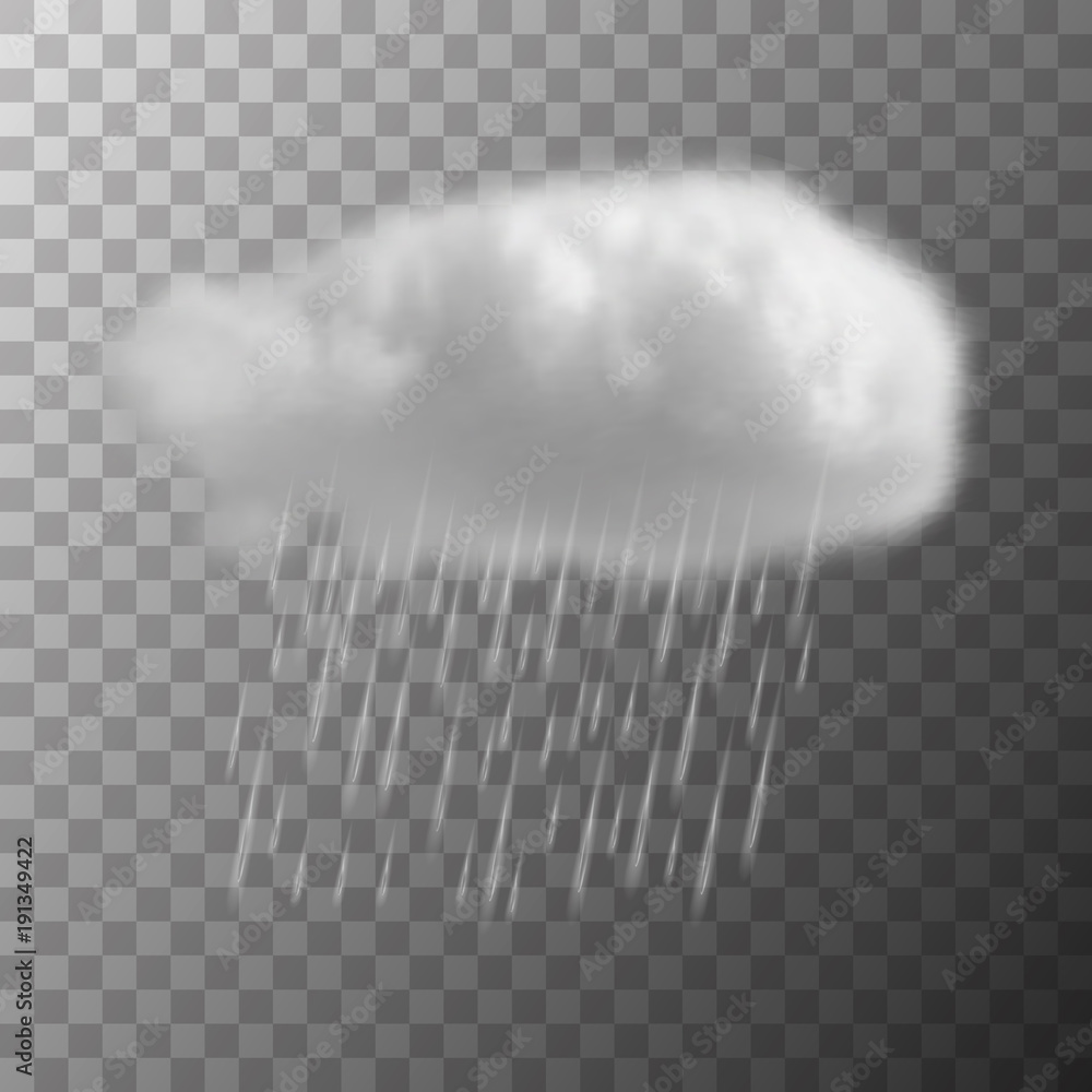 Single weather icon with cloud and heavy fall rain isolated on ...