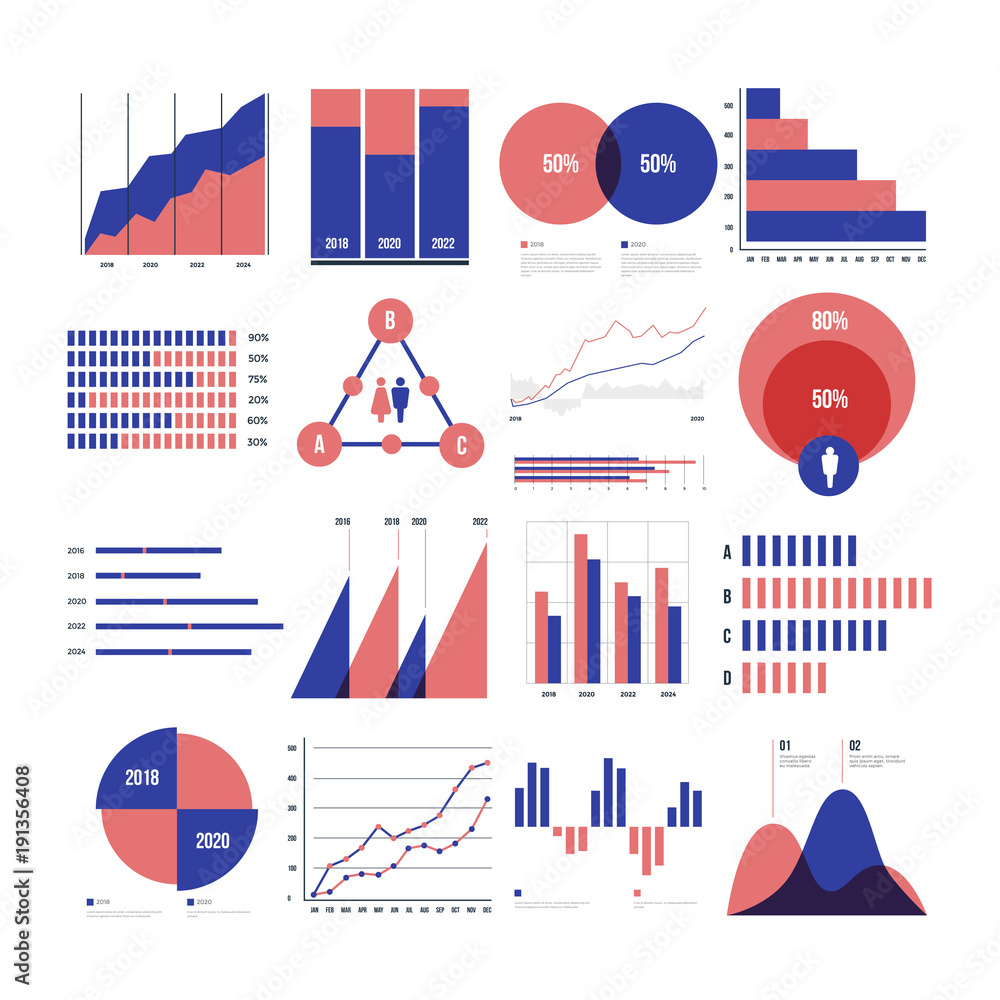 Set of color infographic elements. Vector diagrams and graphs ...