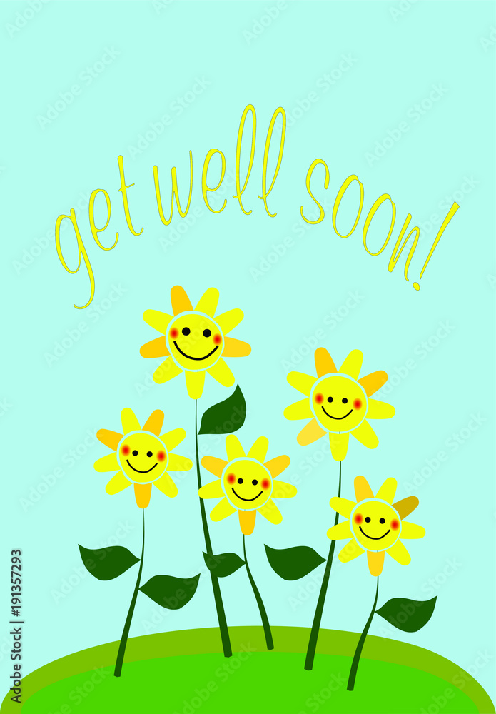 Sunflower illustration vector with word get well soon Stock Vector ...