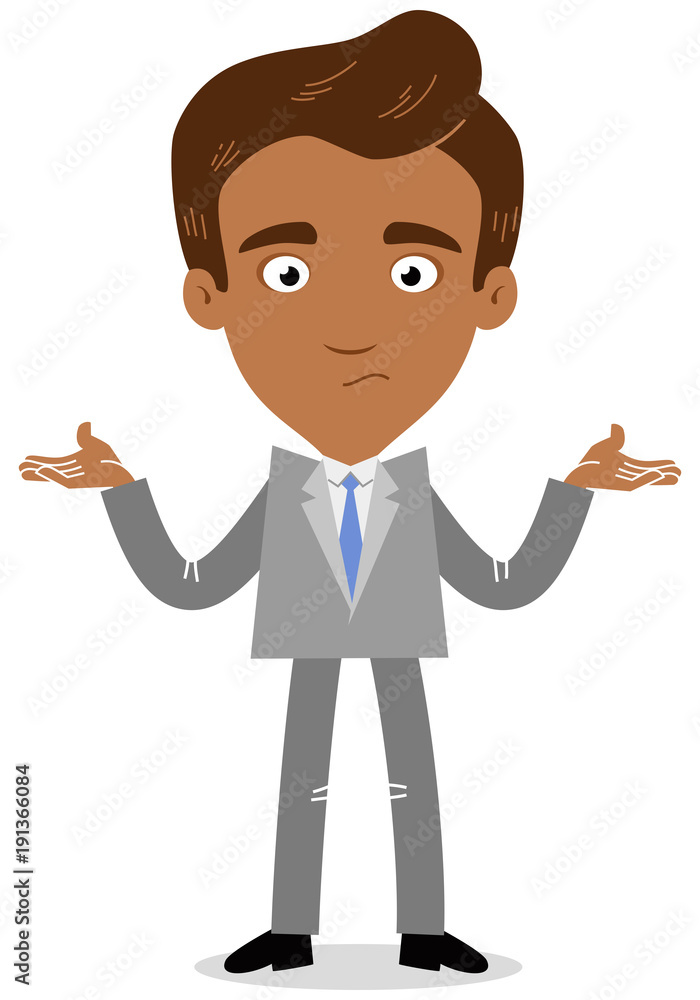 Vector illustration of an asian cartoon businessman looking clueless ...