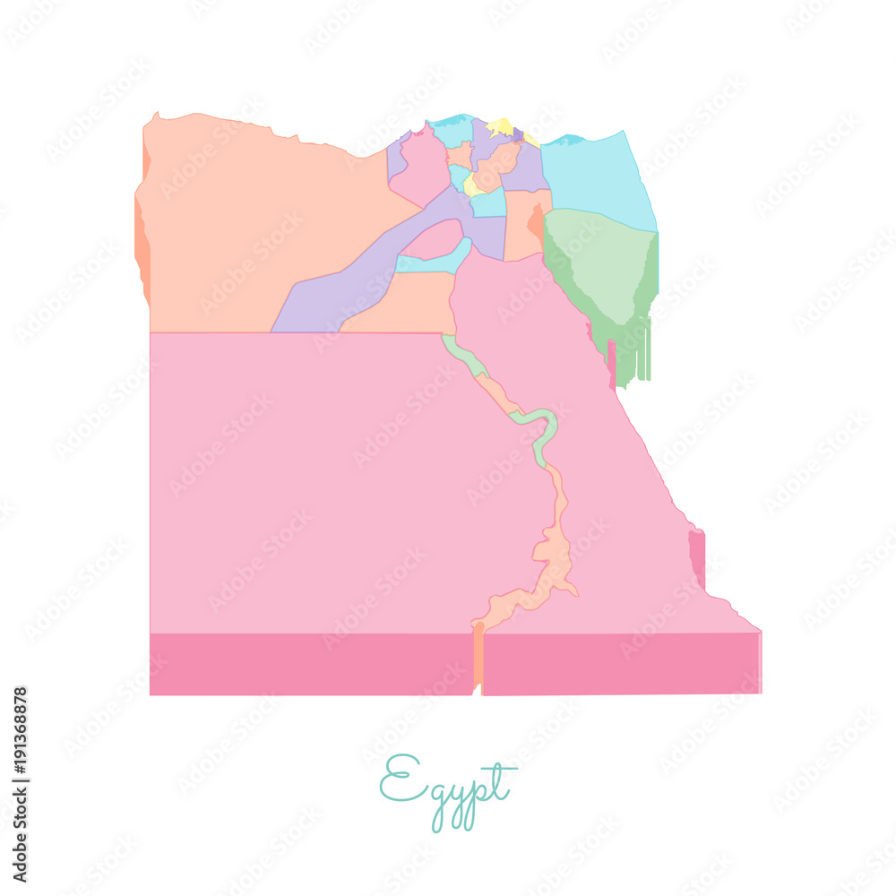 Egypt region map: colorful isometric top view. Detailed map of Egypt ...