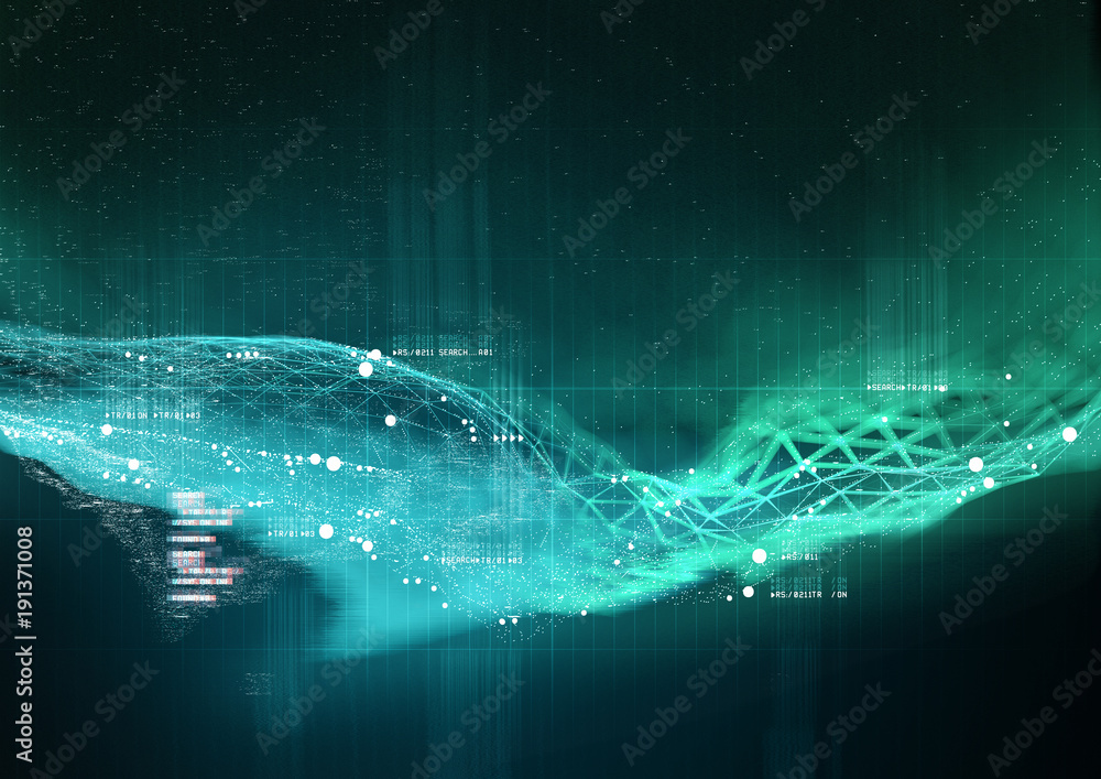 Photo & Art Print Complex Visualization of data and technology working ...
