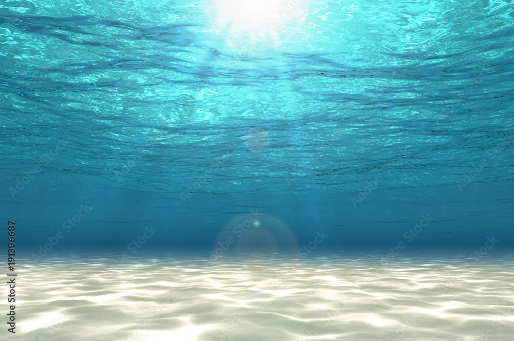 Abstract under sea background, white sand with sun ray for your design ...