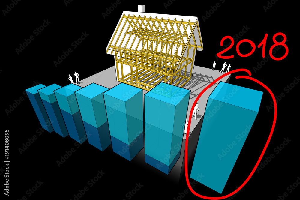 simple detached house with wooden framework construction with rising ...