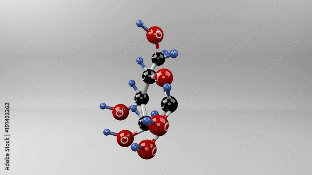 Glucose molecule. Molecular structure of glucose, sugar. 3D animation ...