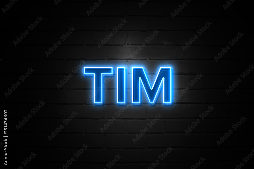 Tim neon Sign on brickwall Stock Illustration | Adobe Stock