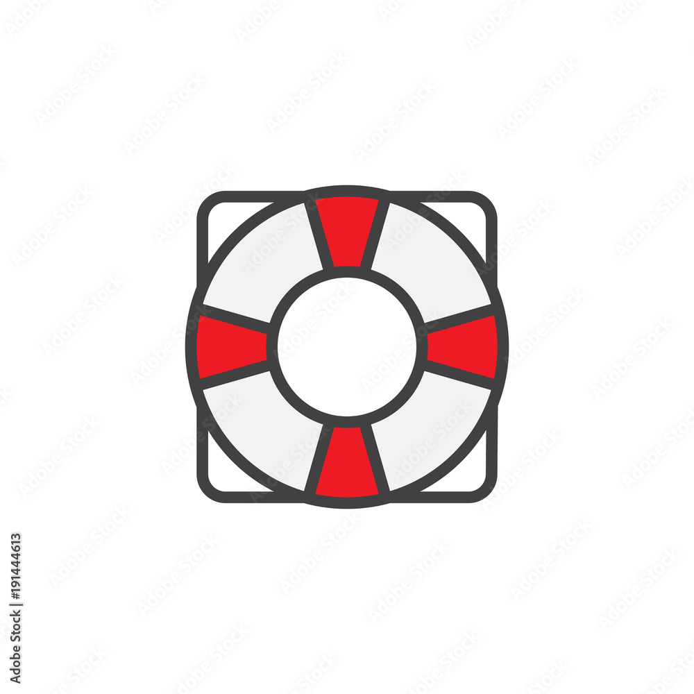 Life saver filled outline icon, line vector sign, linear colorful ...